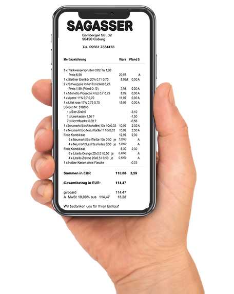 Digitaler Kassenbon - Sagasser Getränkefachmärkte